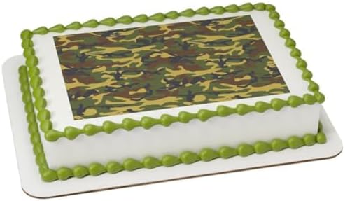 Amazon.com: Green Army Camouflage Edible Cake Topper Icing Image Icing ...