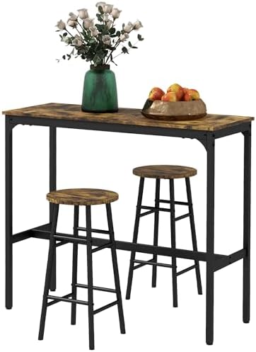 HOMCOM Bartisch Set Bartisch mit Barhocker Set für 2 Personen Esstisch ...