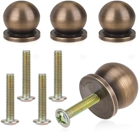 Round Solid Brass Cabinet Knobs, 4 Pcs 1/2 Inch(12mm) Mini Round Solid Brass Knobs, Brass Pulls ...