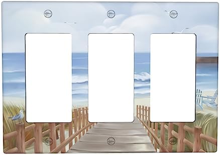 Beach Ocean Triple Rocker Wall Plate Covers 3 Gang Light Switch Cover ...