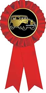 Amazon.com : Antique Car Red Rosette Ribbon, Auto Show Trophy Ribbon ...