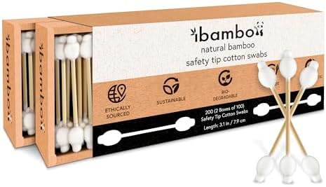 Amazon.com : Ibambo 200 Pack Bamboo Baby Cotton Swabs - Double Tipped ...