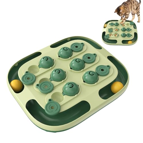 TERLOPBON 2-in-1 Cat Puzzle Feeder - Interactive Intelligence Toy with Rolling Ball Track ...