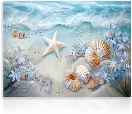 Amazon.com: Dazzlewall Ocean Beach Canvas Wall Art, Seascape Seashells ...