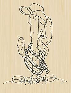 Amazon.com: Cowboy Cactus Rubber Stamp by DRS Designs Rubber Stamps ...