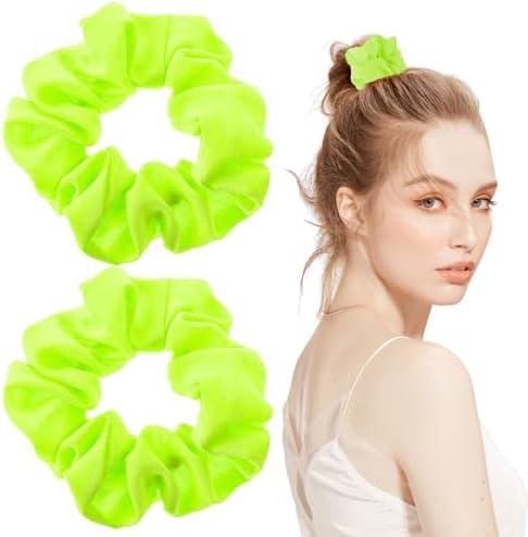 Amazon.com : Lusofie 2Pcs Neon Large Hair Scrunchies Fluorescence ...