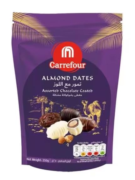 Carrefour Almond Dates Assorted Mix Chocolate Dark,Milk, White, Roasted ...