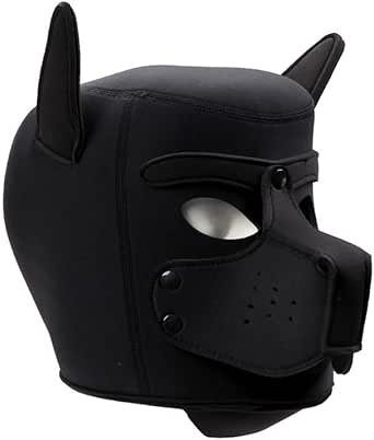 Adult Puppy Hood Mask, Soft Neoprene Black Dog Costume for Men – Full ...