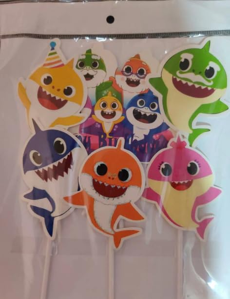 Shark Theme Topper| Shark Theme Birthday Topper (6 pcs Of set) Pack of ...