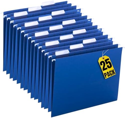 Amazon.com : 1InTheOffice Blue Hanging File Folders, Hanging File ...