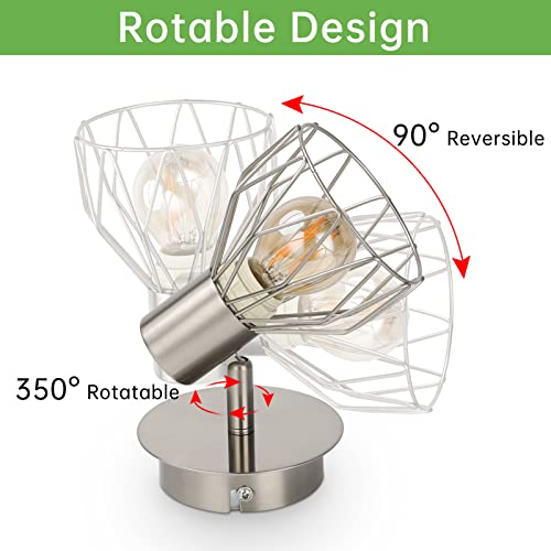 Kimjo Wall Lights E14 Adjustable, Wall Spotlights Wire Cage, Ceiling ...