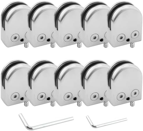 YKUKIZEE 10 Pcs 8-12 mm Glass Balustrade Clamps Adjustable Staircase ...