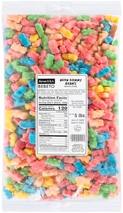 Amazon.com : Kervan Candy Bebeto Neon Gummy Bears - Fruity, Soft & Sour ...