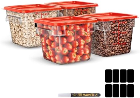 Amazon.com: Yuebaaf 4 Pack 6 Qt Hot & Cold NSF Commercial Grade Square ...