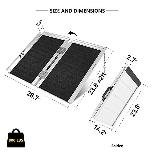 ORFORD Non-Skid Foldable Wheelchair Ramp 2FT, Threshold Ramp with a Non ...