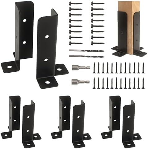 Cskunxia 4Pcs Adjustable Post Base Brackets Deck Post Anchor Base ...