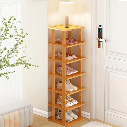 Amazon.com: Bamboo Shoe Rack - Vertical Shoe Rack for Small Spaces ...