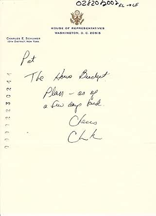 Amazon.com: Chuck (Charles E.) Schumer - Autograph Note Signed ...