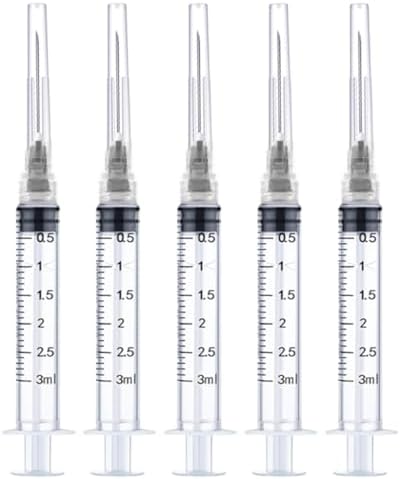 Amazon.com: 50 Pack 3ml/cc Disposable Luer Lock Lab Syringes with 22Ga ...