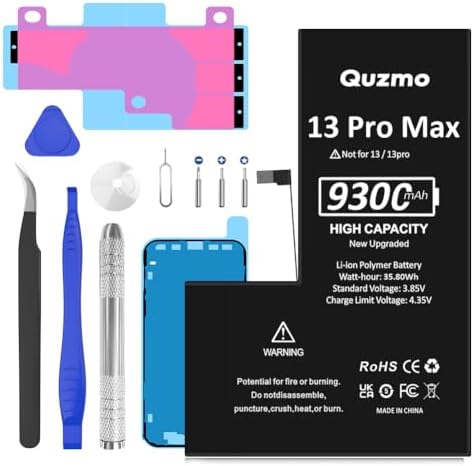 Amazon.com: Quzmo 9300mAh Battery for iPhone 13 Pro Max, Upgrade High ...