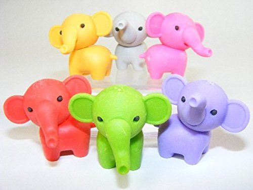 Amazon.com : 6Pcs Japanese Iwako Erasers-Elephants : Childrens Pencil ...