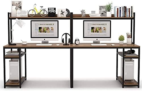 TEKAVO Computer Table for Two People | Office Two Person Desk with Two ...