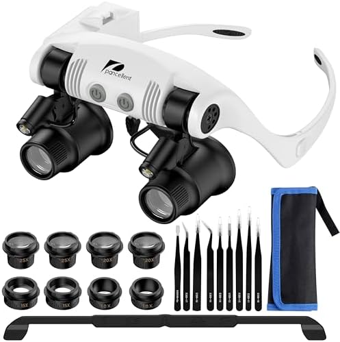 Pancellent Watch Repair Magnifier, Head Mount Magnifier, 4 Detachable ...