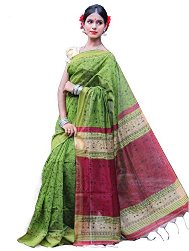 Buy Nabin Das Handloom Women's Madhubani Block Print Multicolour Silk ...