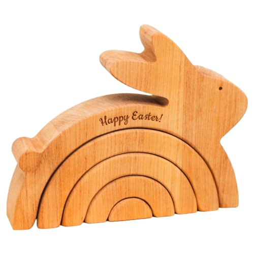 Amazon.com: Personalized Wood Egg Stacking Toy Wooden Bunny Stacker ...