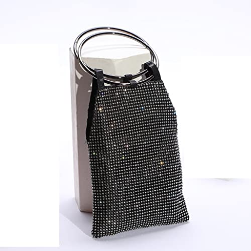 女性用のラインストーンショルダーバッグ パールチェーン付き