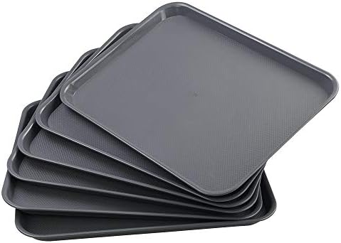 Readsky 6 Pack Plastic Serving Tray, Fast Food Plastic Trays, Deep Gray ...