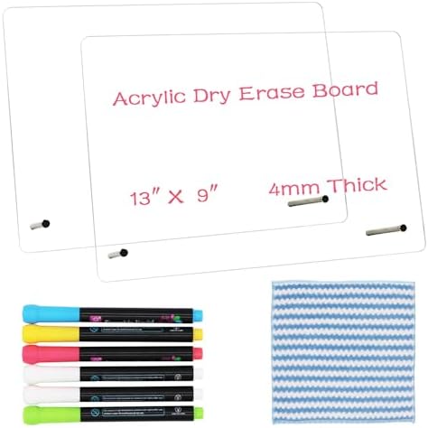 Amazon.com : Acrylic Dry Erase Board for Desk 2 Pack 13x9" Acrylic ...