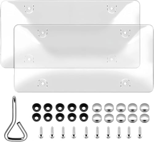 Amazon.com: 2 Unbreakable License Plate Bubble Covers 4 Holes Universal ...