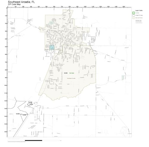 Amazon.com : ZIP Code Wall Map of Southeast Arcadia, FL ZIP Code Map ...