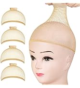 Amazon.com: FANDAMEI Wig Cap, 4PCS Light Brown Mesh Wig Cap Net, Closed ...