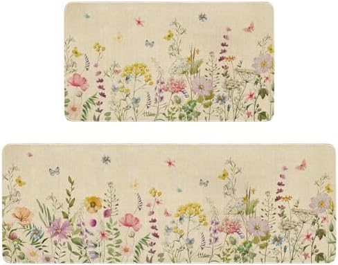 Amazon.com: ARKENY Spring Kitchen Mats Set of 2, Floral Kitchen Rugs ...