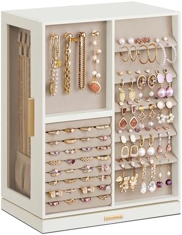 Amazon.com: SONGMICS Jewelry Box 360° Rotating, Jewelry Storage Case ...