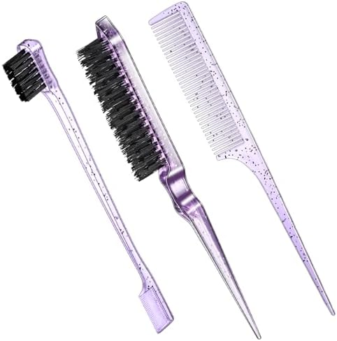 Amazon.com : Geiserailie 3 Pcs Slick Back Hair Brush Set Bristle Hair ...
