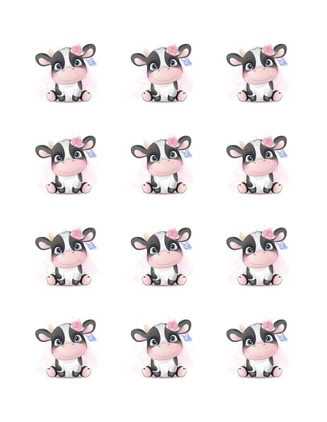 Amazon.com: 2" Round Pre-Cut Cow With Flower Edible Images For Your ...