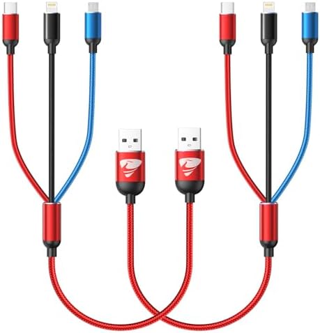 Short Multi Charging Cable, [0.4M 2Pack] USB Charger Cable 3 in 1 ...