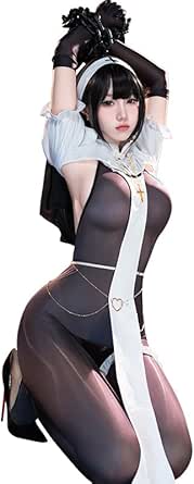 Amazon | SHLYMP シスター セクシー コスプレ エロ 過激 エッチ な えろい 修道女 胸あき お尻出す メイド服 メイド スリット ランジェリー 下着 誘惑 調教 コスチューム ...