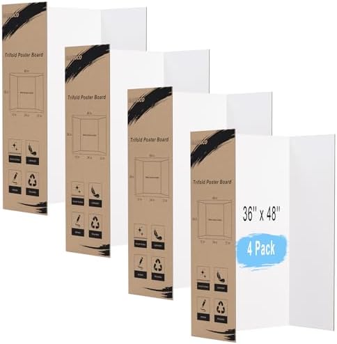 Amazon.com : HAUTOCO 36'' x 48'' Trifold Poster Board 4 Pack Large Tri ...
