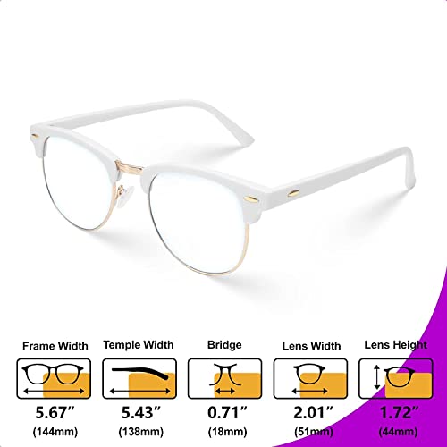 Buy RICHORS Computer Blue Light Blocking Half Frame Semi-Rimless White ...