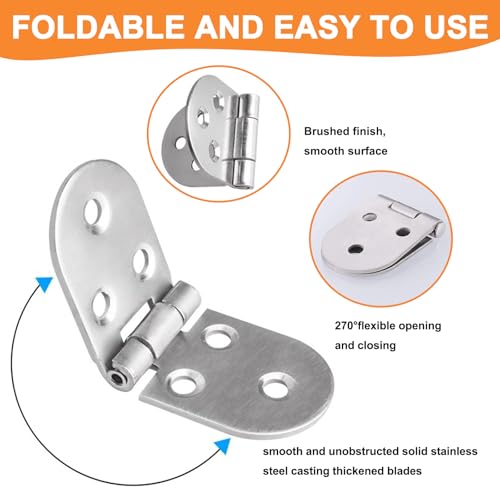 8 Pcs Flip Hinges Round Edge, 270 Degree Folding Flip Top Hinges ...