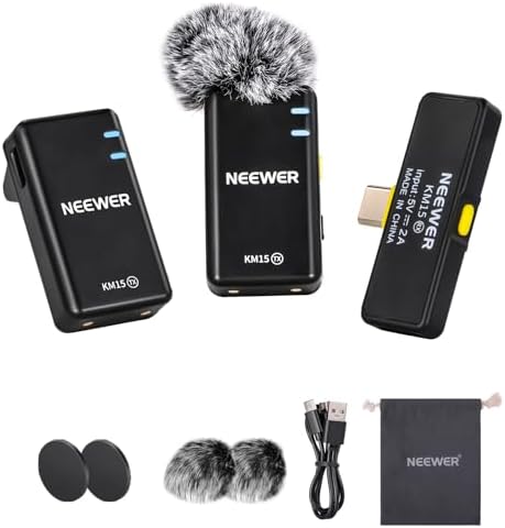 NEEWER Wireless Microphone Set, USB C Phone Lav Mic for iPhone 16 15 ...