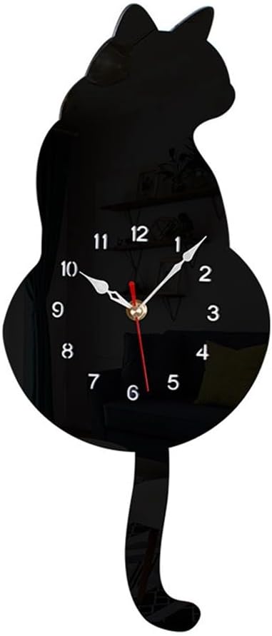 Simpls Black-Cat Pendulum Wall Clock,Cat Clock,Cat Clock with Moving ...