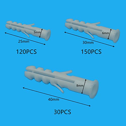 300 PCS White Wall Plugs, Expansion Nail Plugs, Plastic Screw Plugs ...