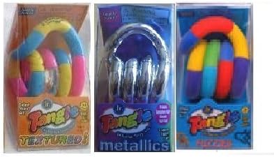 Amazon.com: Set of 3 Assorted Tangle Jr. Fidget Toys - Fuzzy, Metallic ...