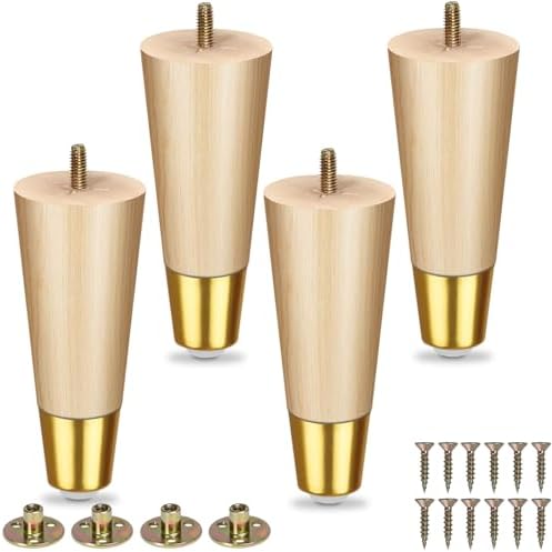 Amazon.com: JAMIEWIN Wood Furniture Legs 6 Inch Set of 4, Wooden Sofa ...