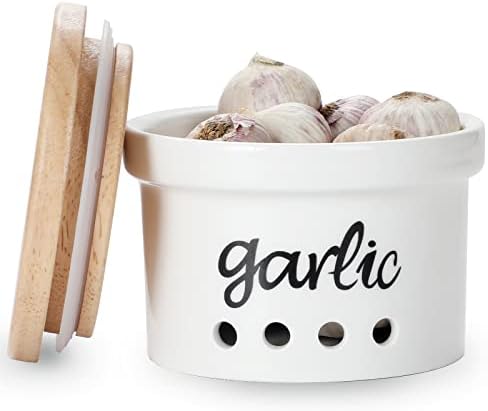 Amazon.com: HAOTOP Garlic Keeper with Lid, Ceramic Mini Garlic ...